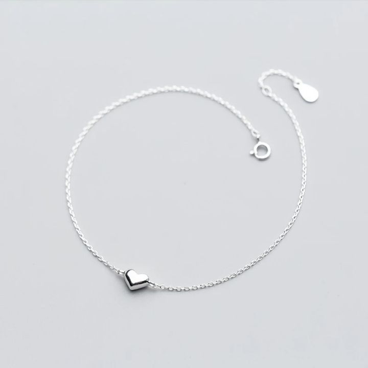 MloveAcc 925 Sterling Silver Romantic Small Heart Charm Anklets for Women S925 Ankle Bracelet ...