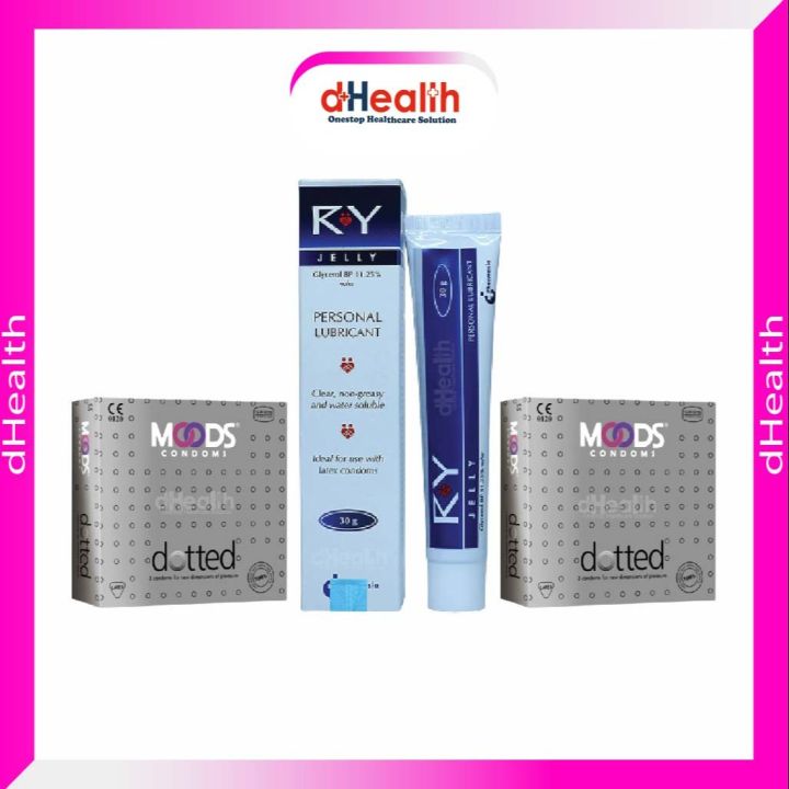 RY Jelly Personal Lubricant & Moods Dotted Condom 2 Packs (6pcs) Combo ...
