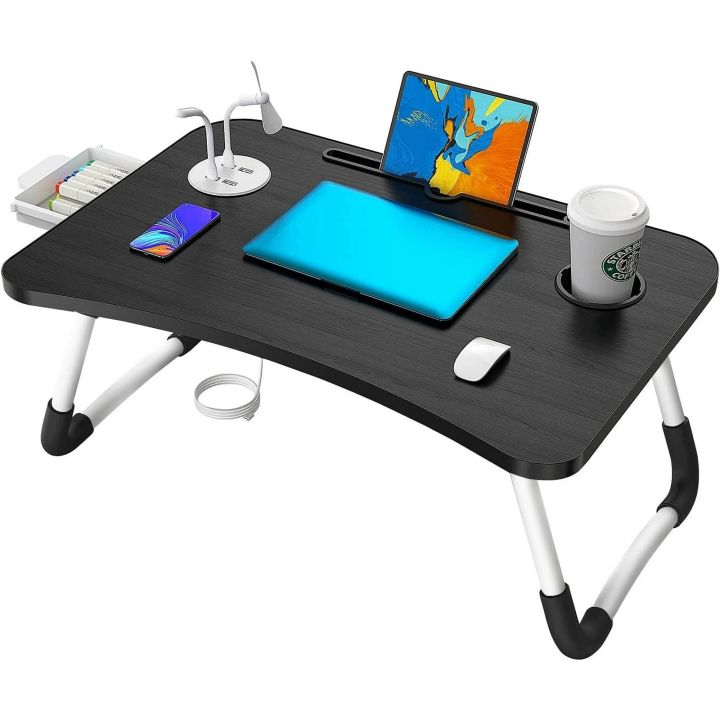 TelebrandsWooden Foldable Laptop Table, Portable Standing Bed Desk ...