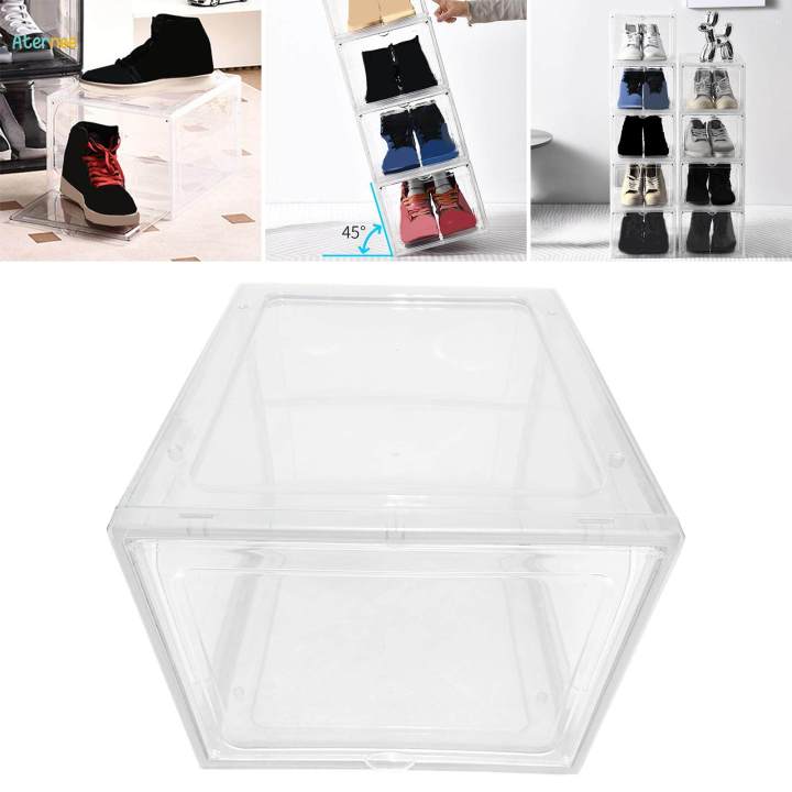 Dustproof Shoe Container with Door Shoe Storage Box for Men Women Flat ...