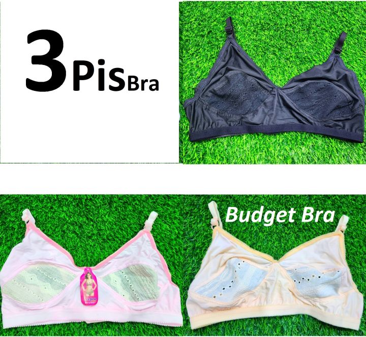 3 Pcs Stylish & Stretchable Thin Stitch Net Bra For Girls & Women ...