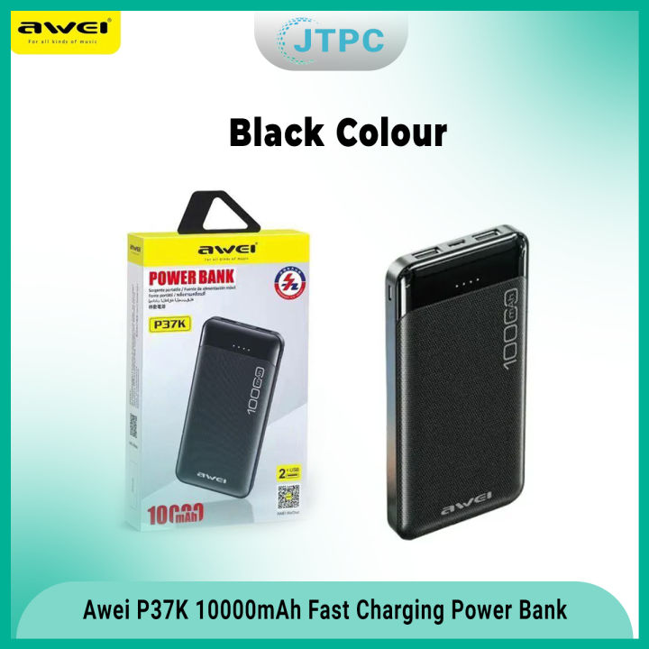 Awei P37K Power Bank 10000mAh Fast Charging Portable Power Supply ...