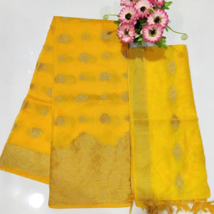 New Jamdani Katan Unstinted 2-Piece Kameez and Orna for Women in Silk ...