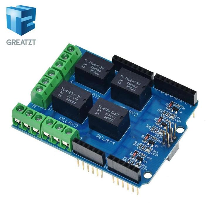 【happy one】GREATZT 4 channel 5v relay shield module, Four channel ...