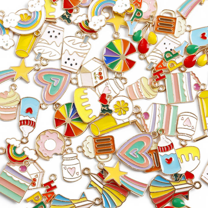 Assorted Plated Enamel Charms Pendants For DIY Jewelry Making | Daraz ...