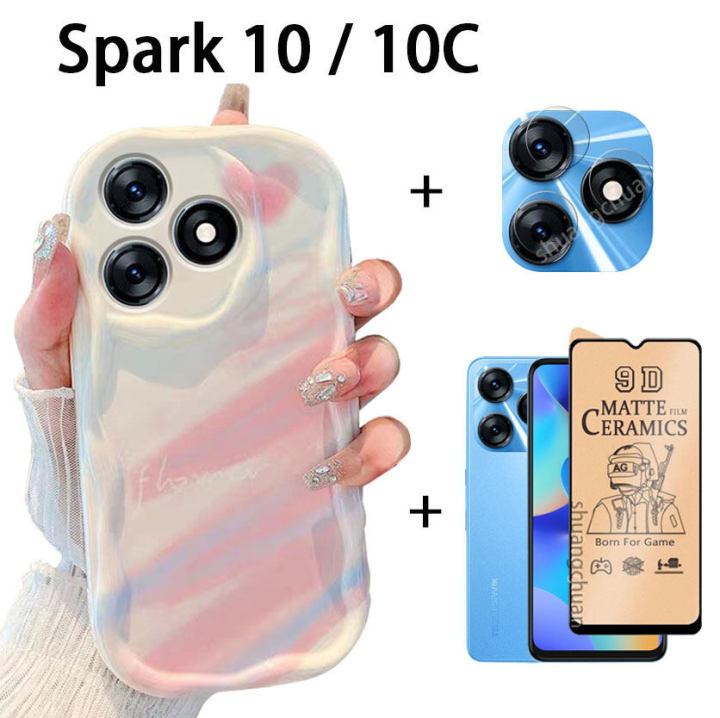 Tecno spark 10c case and Screen protector film spark 10 4G Astronaut Cartoon Mechanical Space ...