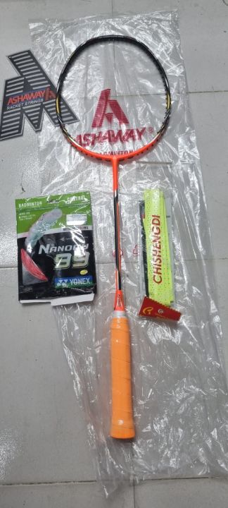 1 PCS ASHWAY RACKET PHANTOM X FIRE ,30 LBS ,0RGINAL, STRING AND GRIPE ...