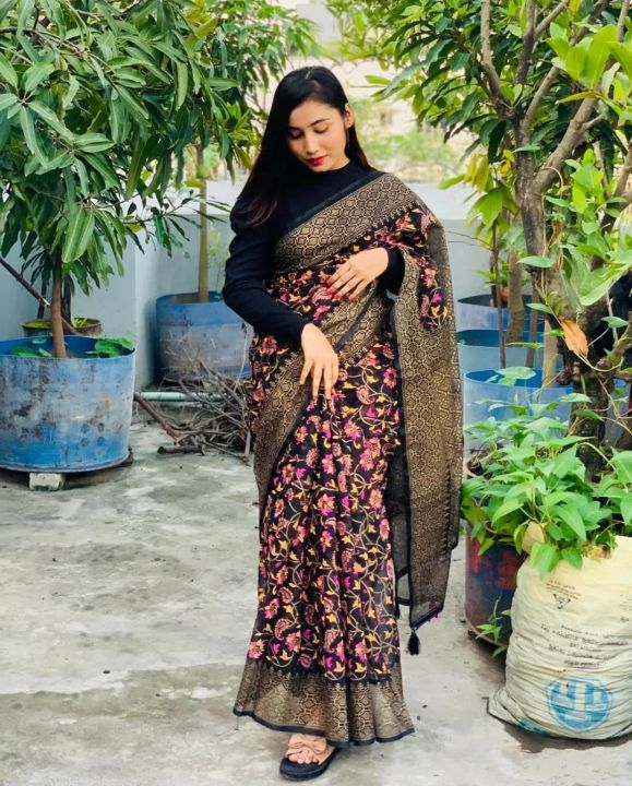 Exclusive Half Silk Screen Print Saree For Women-Sari | Daraz.com.bd