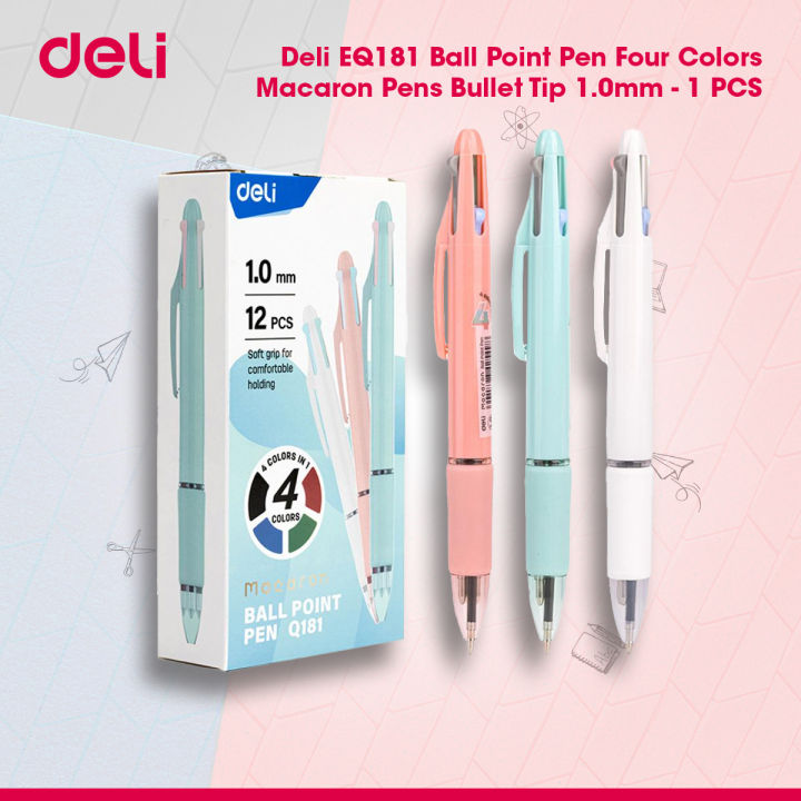 Deli EQ181 Ball Point Pen Four Colors Macaron Pens Bullet Tip 1.0mm - 1 ...