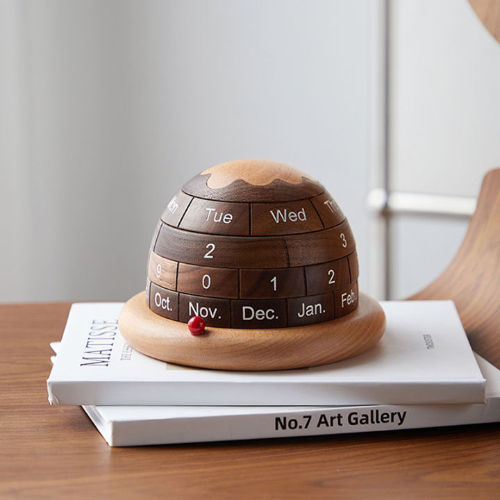 Wooden Desk Calendar Rotating Wooden Blocks Perpetual Calendar Monthly ...