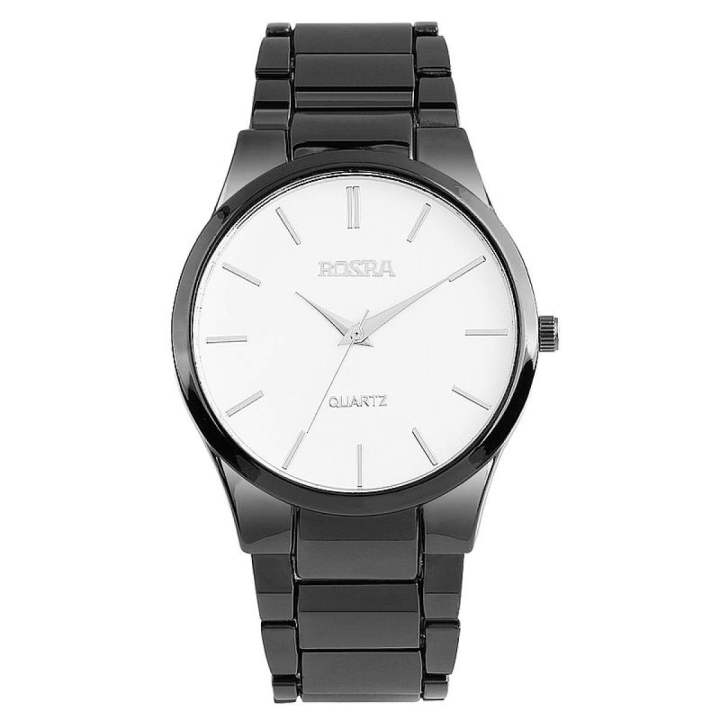 Rosra fashion black Stainless steel quartz Casual Wrist Watch for man ...