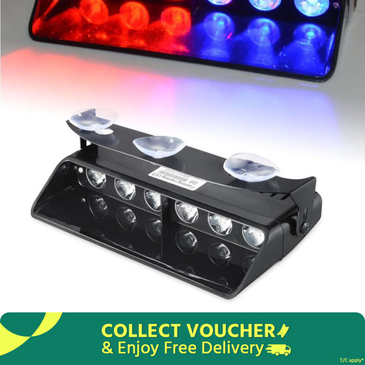 Dashboard 6 LED 15 Flash Modes Car Emergency Light - Red & Blue | Daraz ...