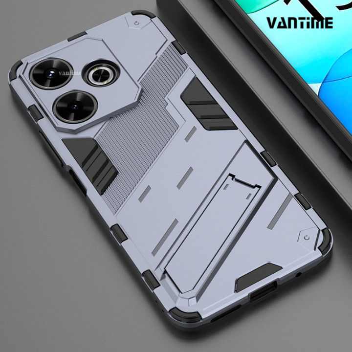 Vantime for Xiaomi Redmi 13 / Poco M6 4G Armor Case Kickstand Shockproof Matte Back Hard Cover ...