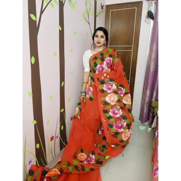 New Hand Print Half Silk Sharee For Women | Daraz.com.bd