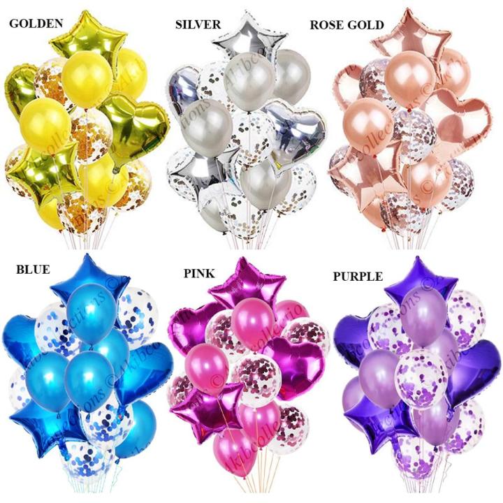 14pcs/set Birthday Balloons Set Supply Birthday Decoration Foil Balloon ...