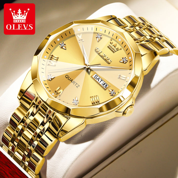 Olevs Watch for Men Waterproof Trendy Diamond Dial Design Fashion ...