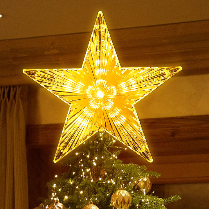 Festival Tree Top Light Led Glowing Star Light Pentagram Holiday Tree ...