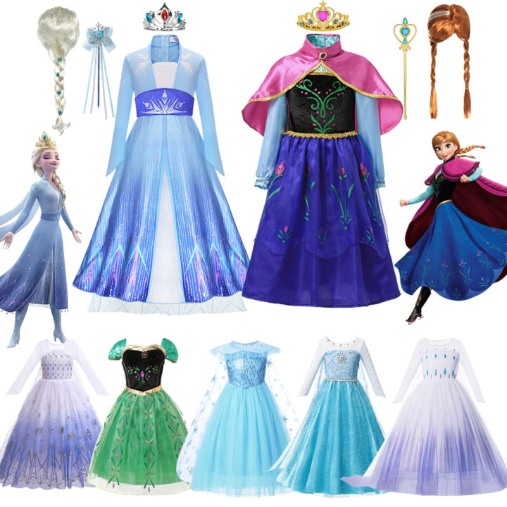Disney Frozen Elsa Anna Snow Queen Dress Kids Cosplay Costumes For ...