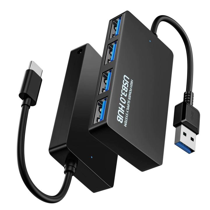 High Speed Black 4 Port USB 3.0 HUB Multi USB Splitter Expander Adapter ...