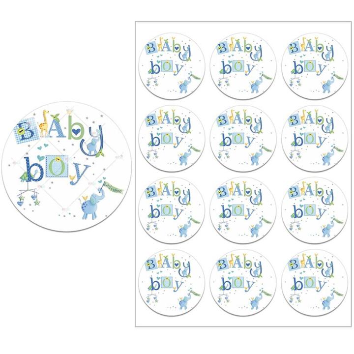 Welcome Baby Boy Stickers Labels Cute Little One Elephant Decor ...