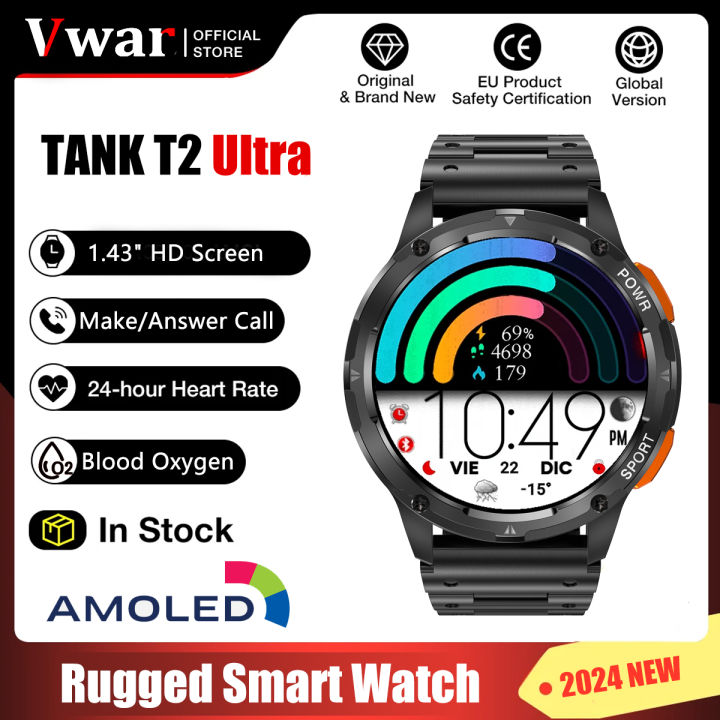 Original Smart Watch Tank T2 Ultra AMOLED Always-on Display Bluetooth ...