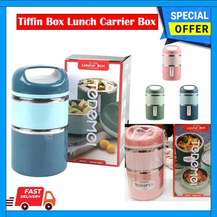 2.5 Layers Tedemei Food Grade Stainless Steel Tiffin Box Lunch Carrier ...