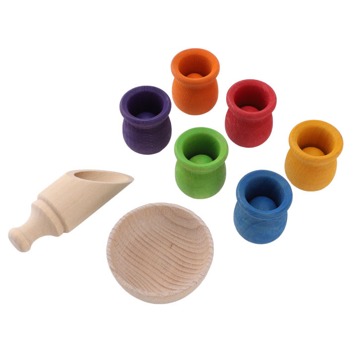 Color Sorting Wooden Toy Color Matching Ball Cup Toy Improve Awareness ...