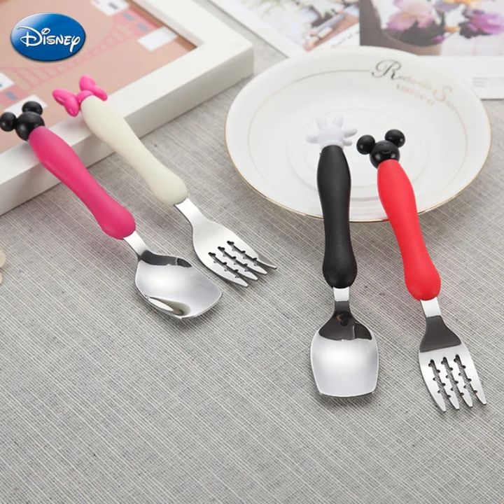 【NEW】 Disney Mickey Minnie Mouse Spoon Fork Tableware Cartoon Kids ...