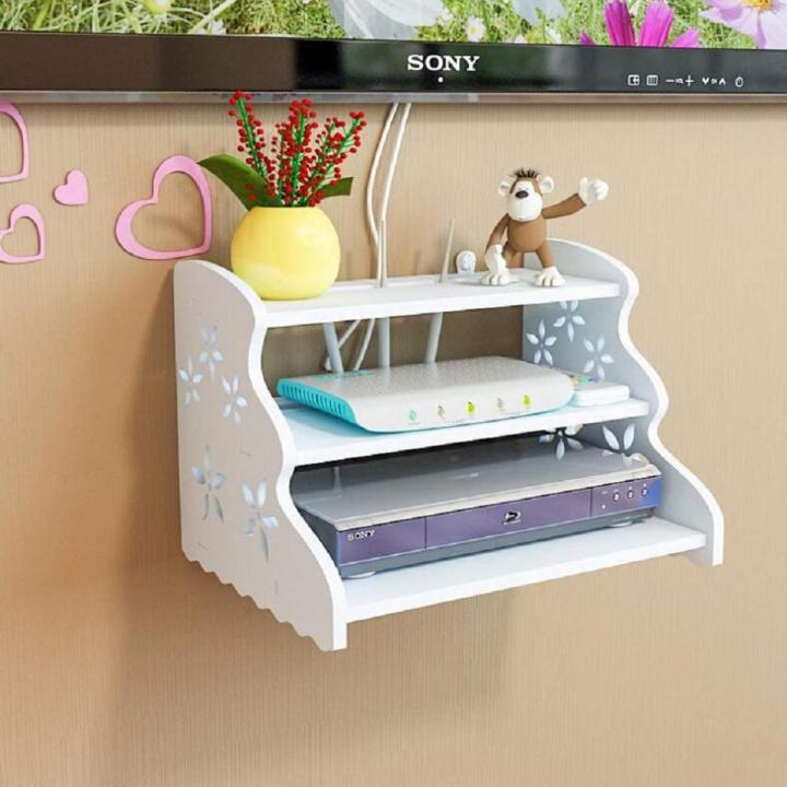 WiFi Router storage Stand Set Wall Floating Shelves Wall Mount Model ...
