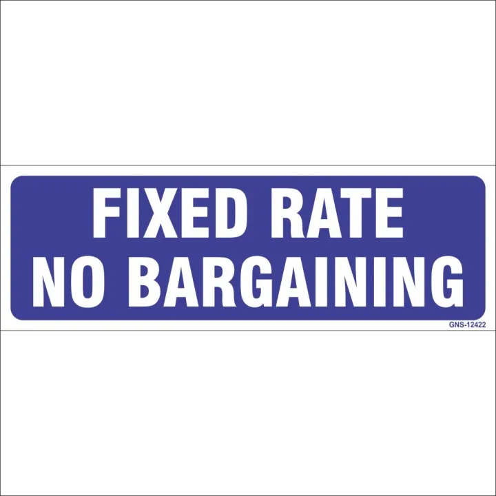 Amazing Sign Fixed Rate No Bargaining Sign Sticker 12x4 Inch | Daraz.com.bd