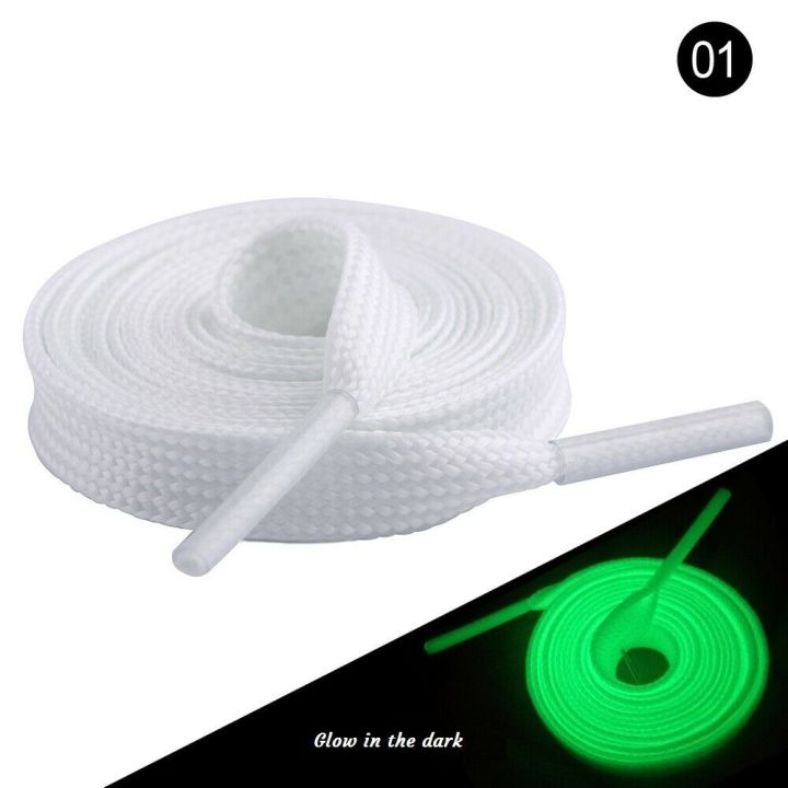 1 Pair white Luminous Shoelaces Flat Sneakers Canvas Shoe Laces Glow In ...