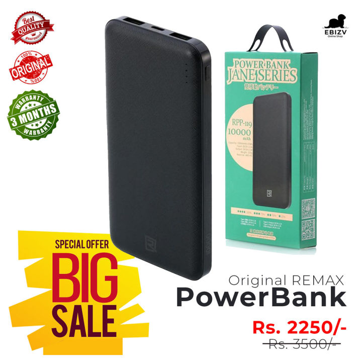 Remax RPP 119 10000mAh Power Bank Dual Output Fast Charging Black-Power ...