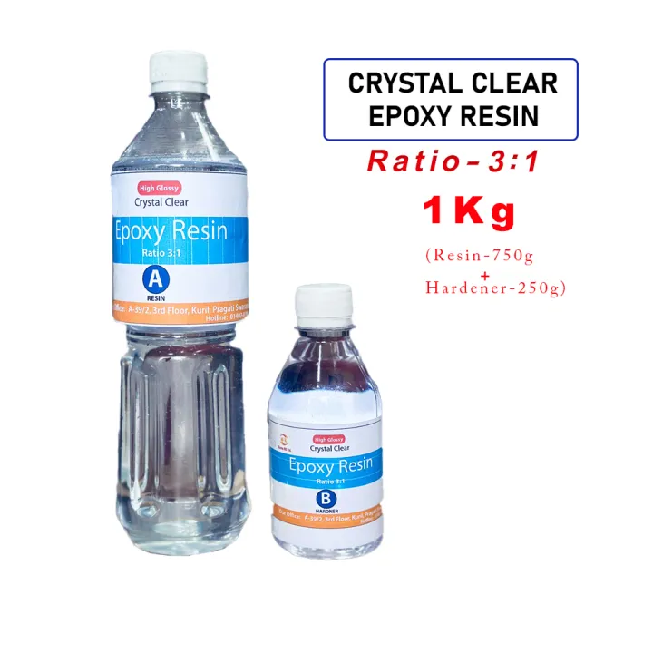 Crystal Clear Epoxy Resin With Hardener Ratio -3:1 [ Resin-750 gram ...
