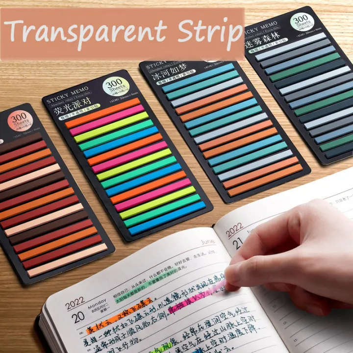 300Sheets Color Stickers Transparent Fluorescent Index Tabs Flags ...