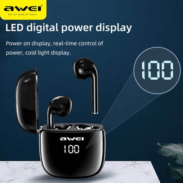 AWEI TWS T28P True Wireless Earbuds LED Digital Display PUBG Gaming Earbuds | Daraz.com.bd