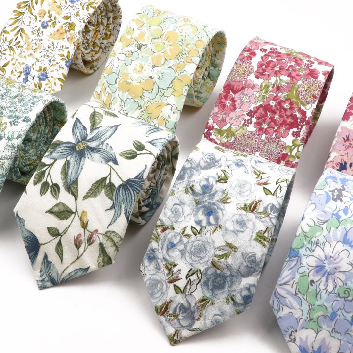 100% Cotton Floral Necktie For Men Casual Elegant Style Tie Fit Wedding ...