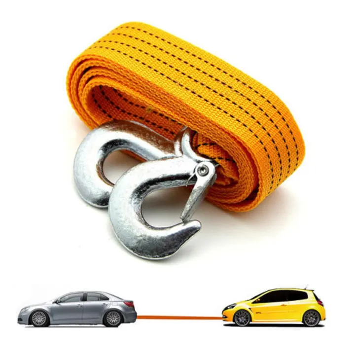 4M Heavy Duty 3 Ton Car Tow Cable Towing Pull Rope Strap Hooks ...