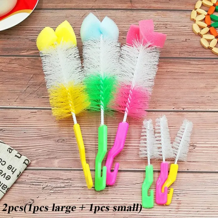 【Versatile】 2PCS Home Spout Cup 360-degree Baby Bottle Brush Clean ...