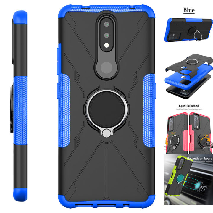 For Nokia 2.4 Phone Case TPU and PC Solid Color Armor Kickstand Casing ...