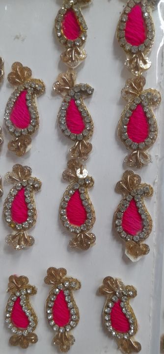 Product Details of Lace styles Mango White Stone Work Patches for Saree ...