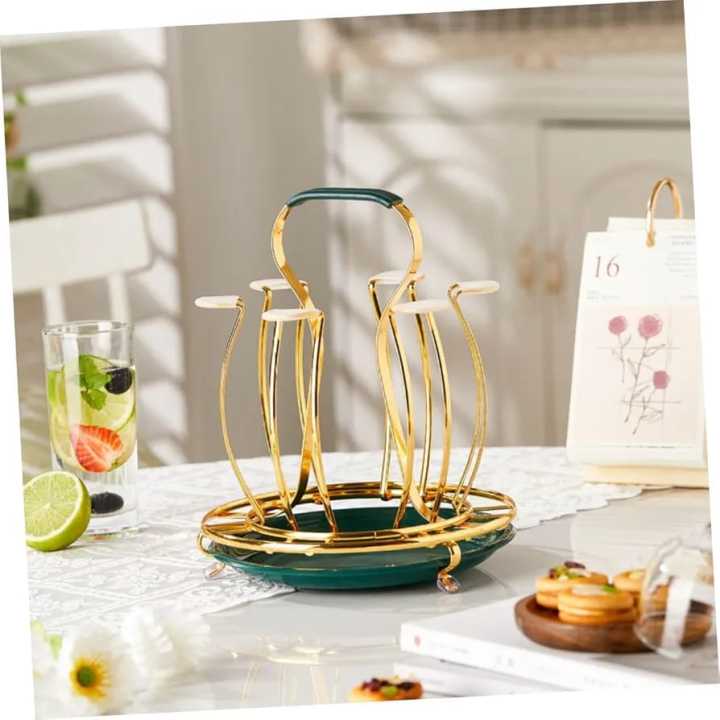 SS Glass Holder With Drainer, Glass Stand Cup Holder With Water Tray ...
