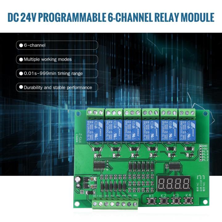 DC 24V/ DC 12V/ DC 5V Programmable 6-Channel Relay Module Timing Cycle Time Delay Relay Module ...
