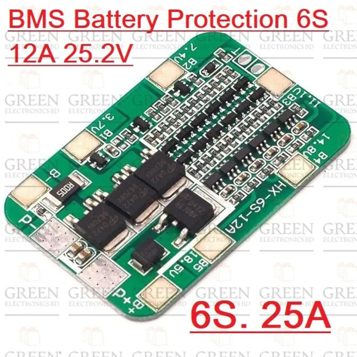 BMS Battery Protection Board 6S 12A 25.2V 18650 AA AAA Lipo Li-ion ...