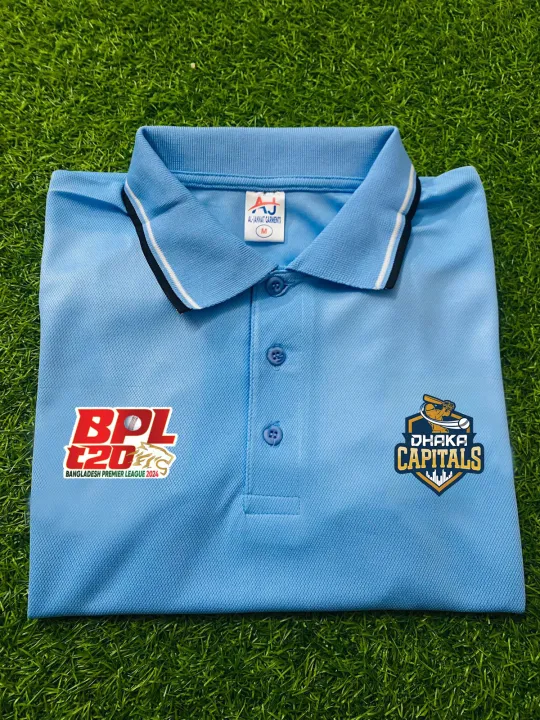 Dhaka Capitals BPL Polo Cricket lake blue Jersey For Man - BPL Short ...