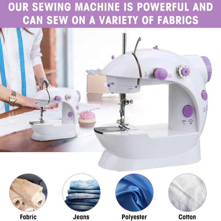Portable Mini Sewing Machine with Extension Table, Household Adjustable ...