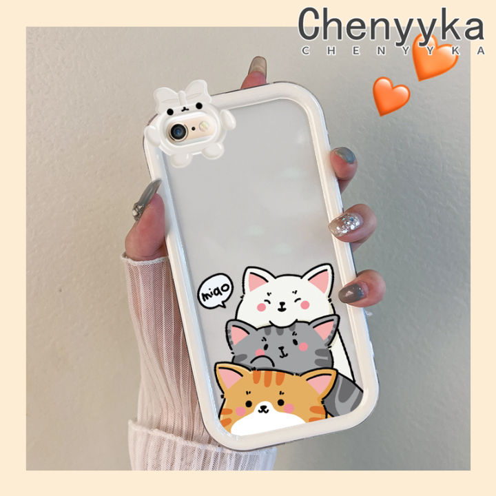 Chenyyka For iPhone 6 Plus 6s Plus 7 Plus 8 Plus Case Cartoon Cute Cat Little Monster Camera Lens Soft Clear Shockproof Phone Cases Simple Transparent Back Cover Silicone Protective Case Daraz .bd