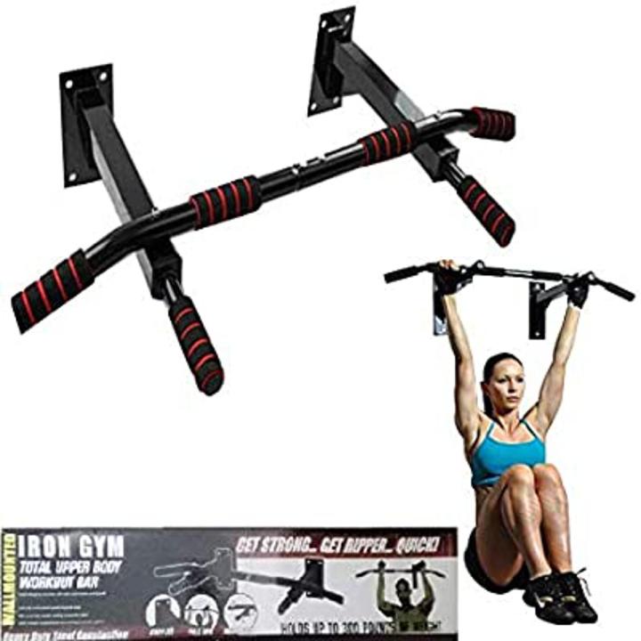 Iron Gym Wall Mounted Pull Up Chin Up Bar - Black ,6 GRIP | Daraz.com.bd