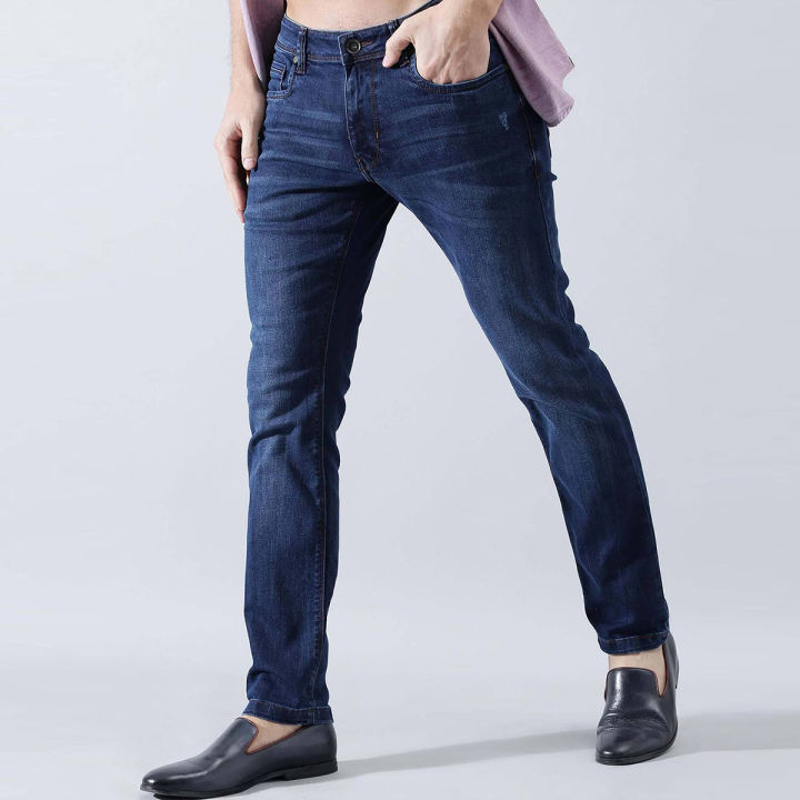 Slim-fit Stretchable Denim Jeans Pant For Men - Deep Blue | Daraz.com.bd