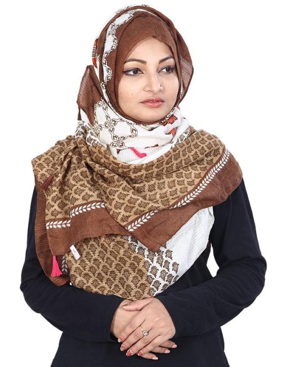 White and Tan Cotton Hijab For Women | Daraz.com.bd