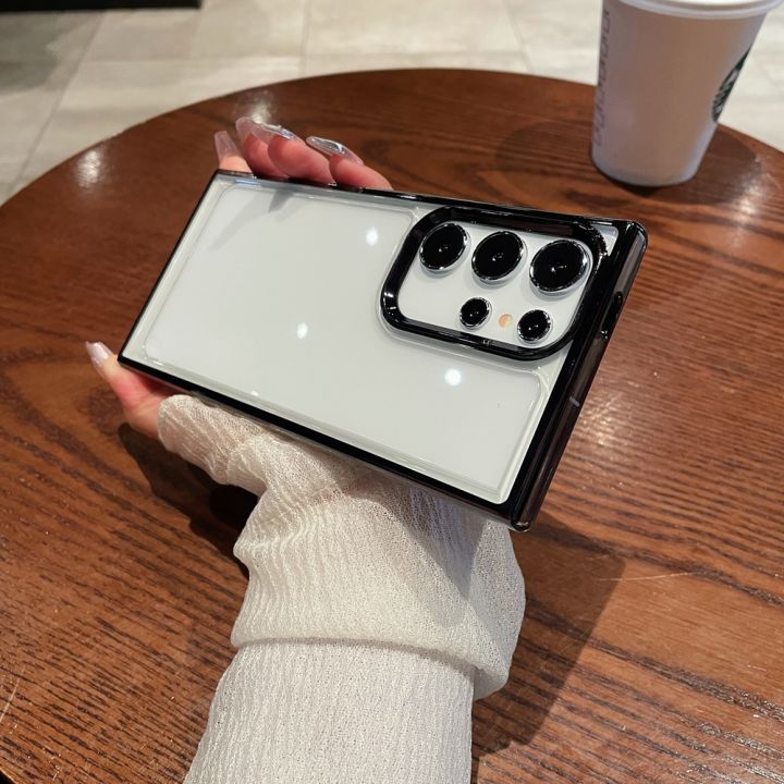 HODON Luxury Ultra Flim Plating Acrylic Clear Phone Case for Samsung Galaxy S22 Plus S24 S23 ...